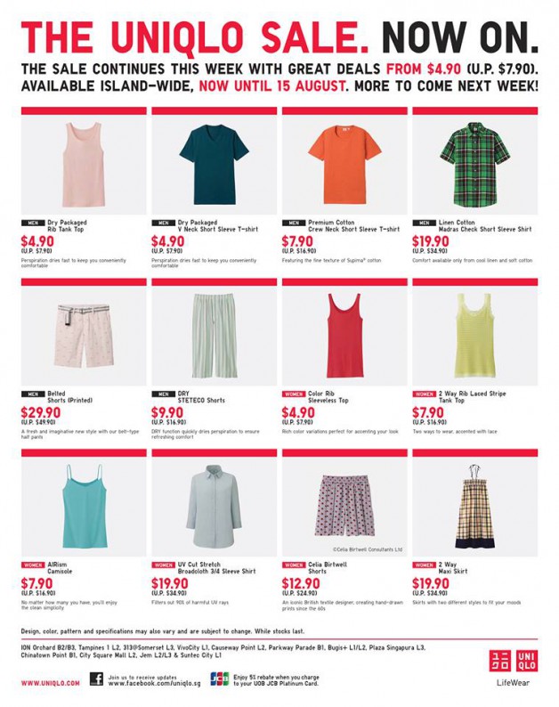 Uniqlo August Second Round Sale, Apparel @ $4.90 Only | Great Deals ...