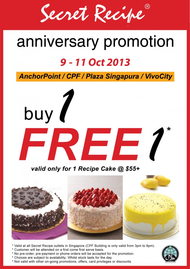 [BOGO] Secret Recipe 1-For-1 Cake Anniversary Promotion | Great Deals ...