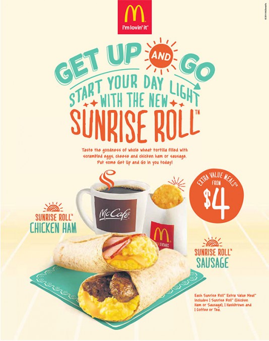 McDonald's "Get Up & Go" Sunrise Roll Breakfast Bundle Extra Value ...