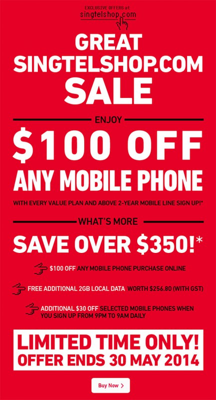 Great SingTelshop.com Sale Offers $100 Off Any Mobile Phone | Great ...