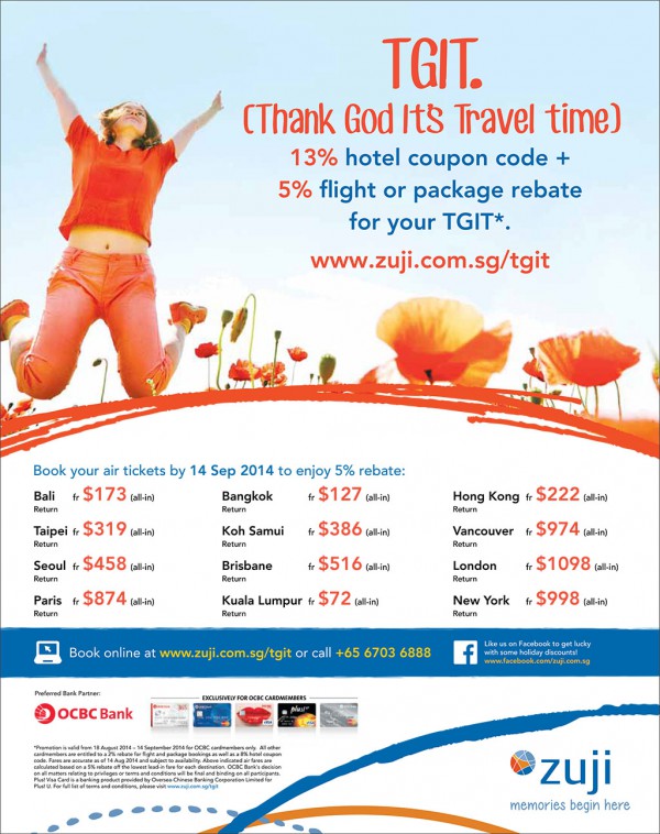 Zuji TGIT Offers Hotel Coupons & Flight Or Package Rebates This Month ...