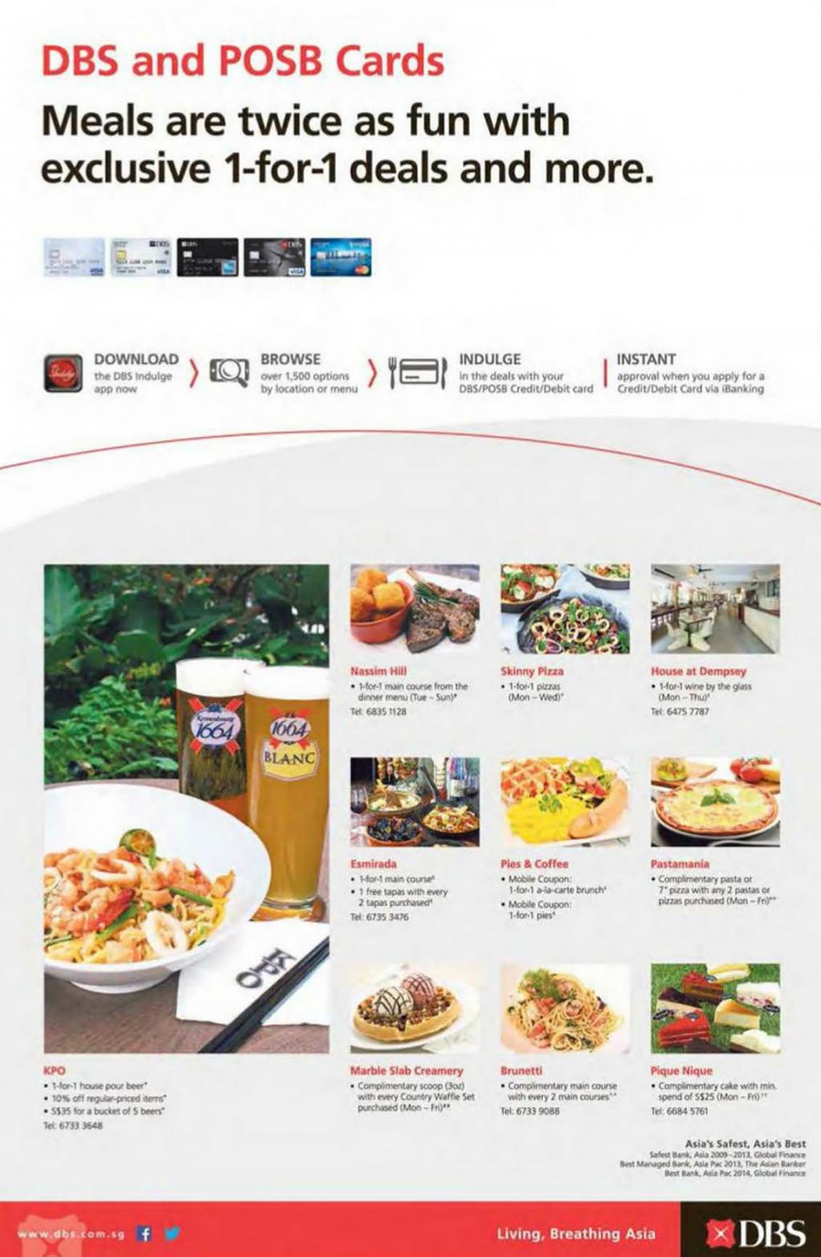DBS & POSB Cards Exclusive 1-for-1 Dining Deals Till November 2014 ...