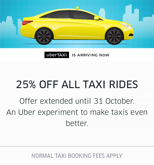 Uber Taxi 25% Discount on all Rides Ends this Month | Great Deals Singapore