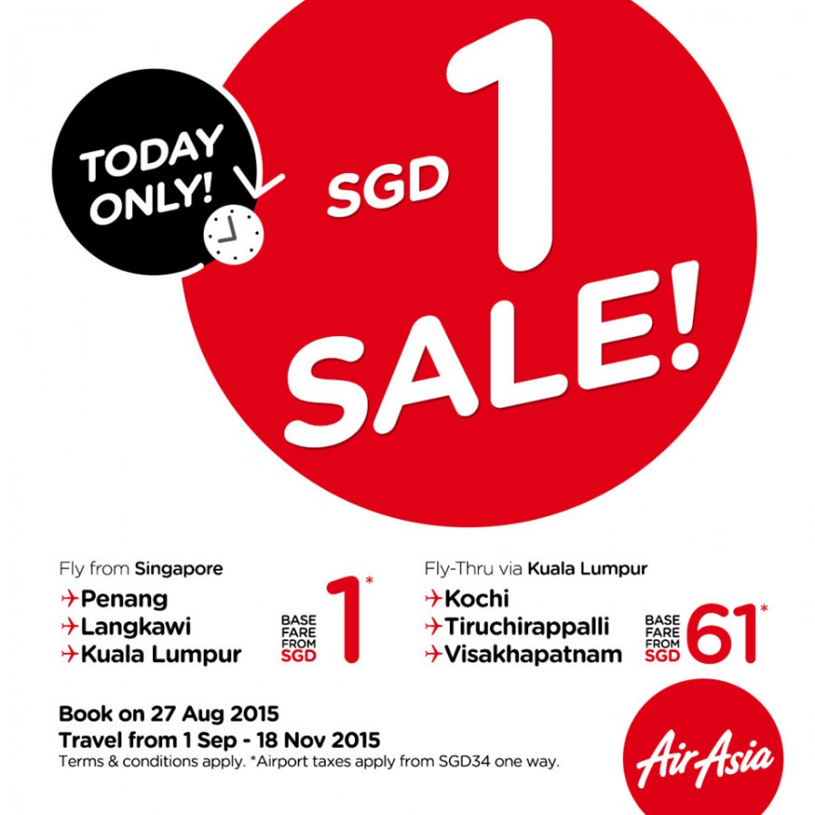 AirAsia $1 base fare promotion for one day to selected Asia ...