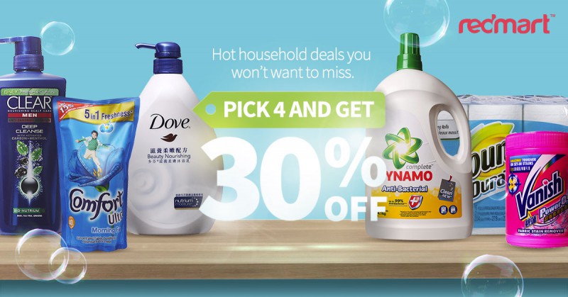 Pick 4 household items at Redmart and get 30% discount on your order ...