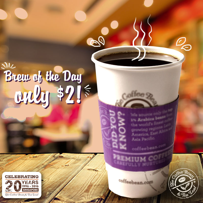 Enjoy Coffee Bean $2 Brew of the Day in 20th Birthday Celebration ...