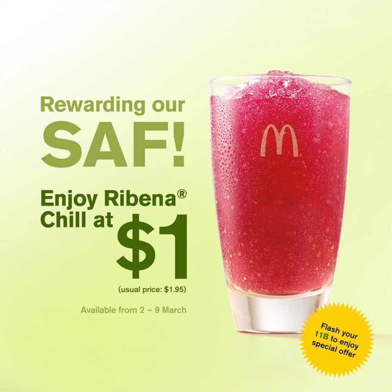 McDonald's reward SAF Personnel with $1 Ribena Chill | Great Deals ...