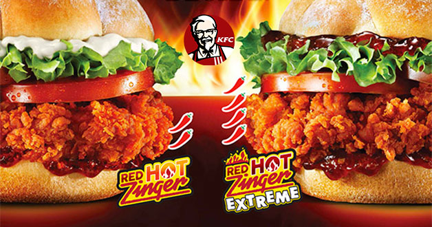 KFC re-introduces Zinger Burger in new red hot and extreme flavours ...