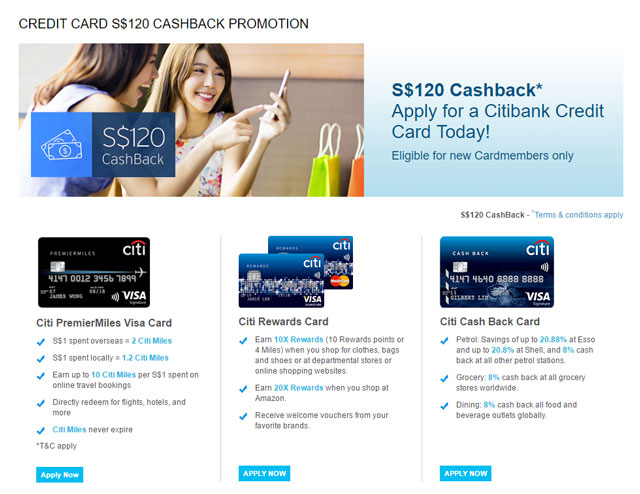 Earn $120 cashback when you apply for a new Citibank credit card ...