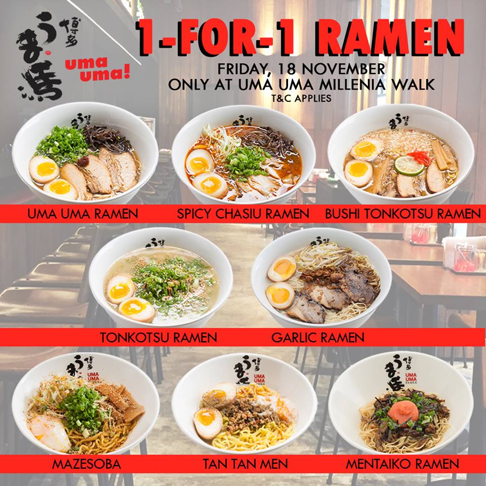 Uma Uma turns one, offers 1-for-1 ramen all day at Millenia Walk on ...