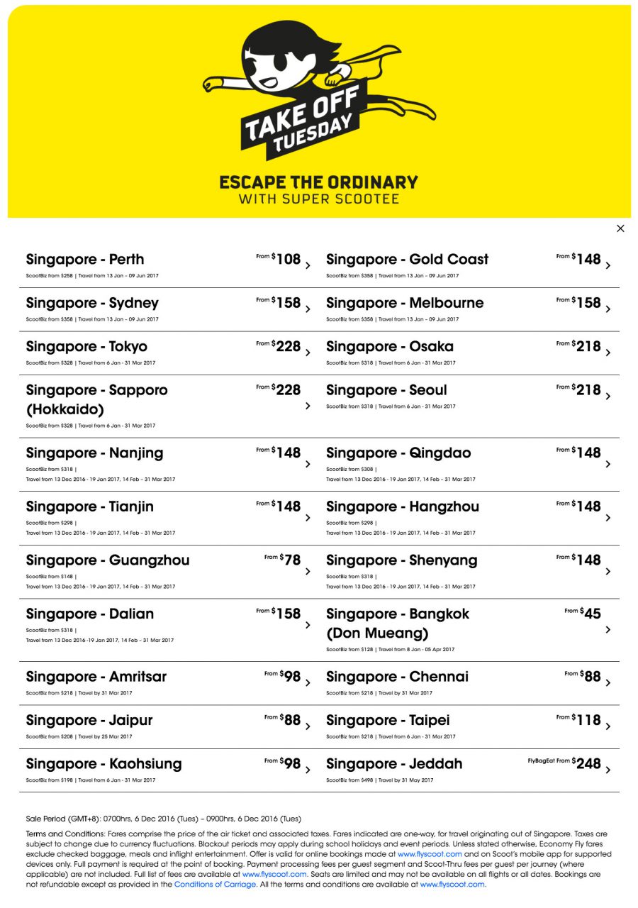 Scoot 'Take Off Tuesday' All-In Fares from $45 lets you return for free ...