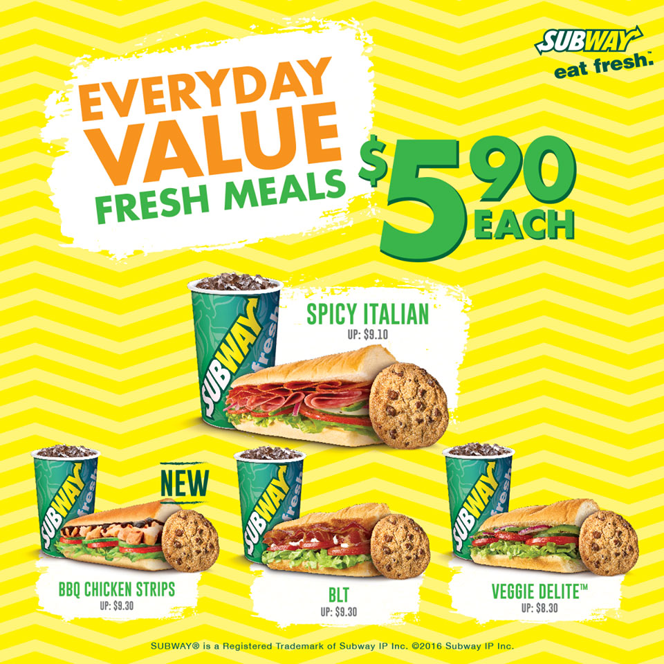 Subway $5.90 Everyday Value Fresh Meals returns with four subs to ...