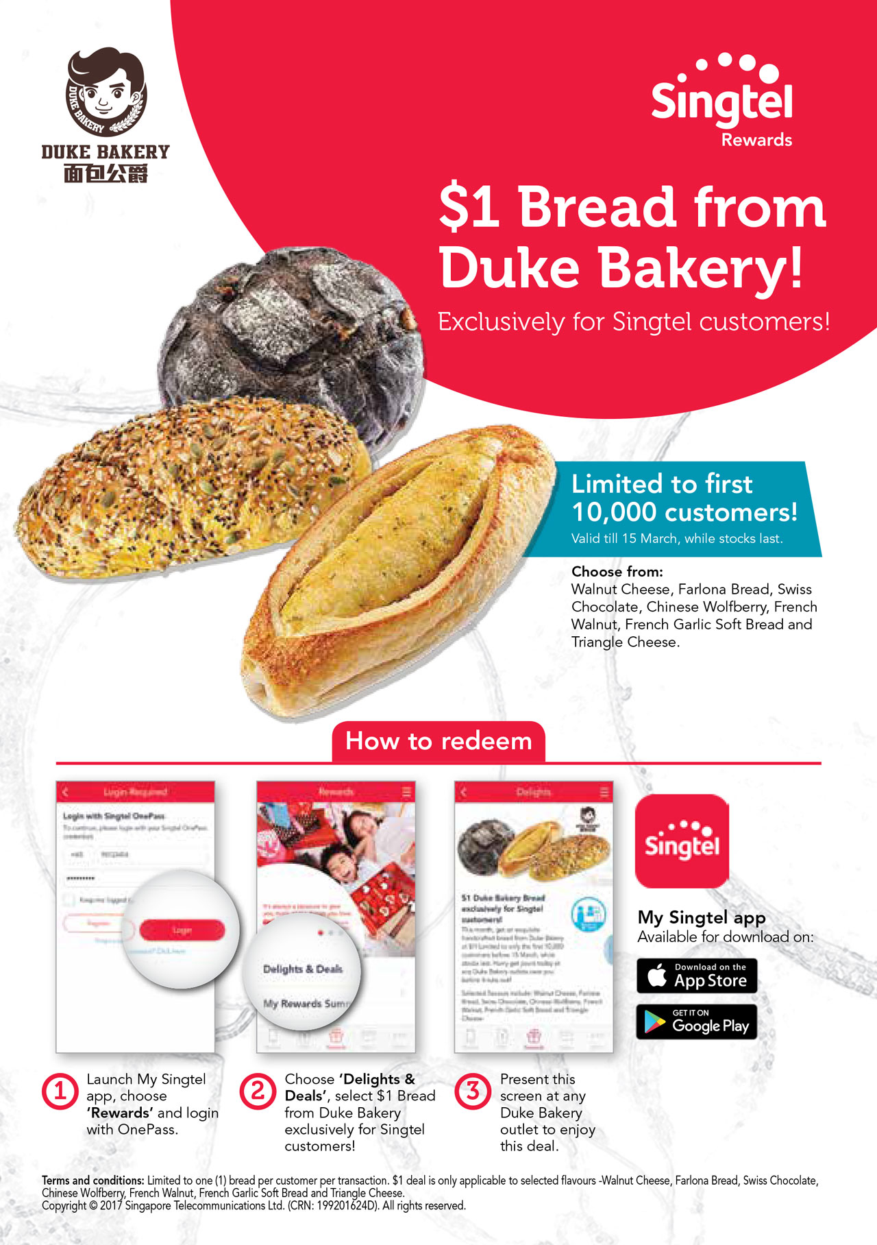 $1 Bread from Duke Bakery!? Singtel customers can go redeem it from My ...