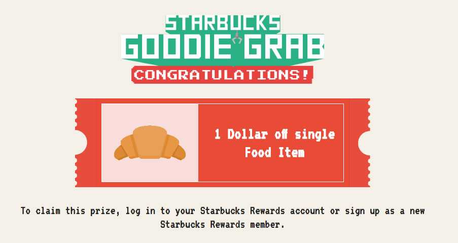 Play Starbucks Goodie Grab Game daily to win 1-for-1 treats ...