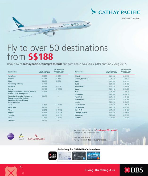 Cathay Pacific latest Flight Offers with DBS/POSB Cards takes you to ...