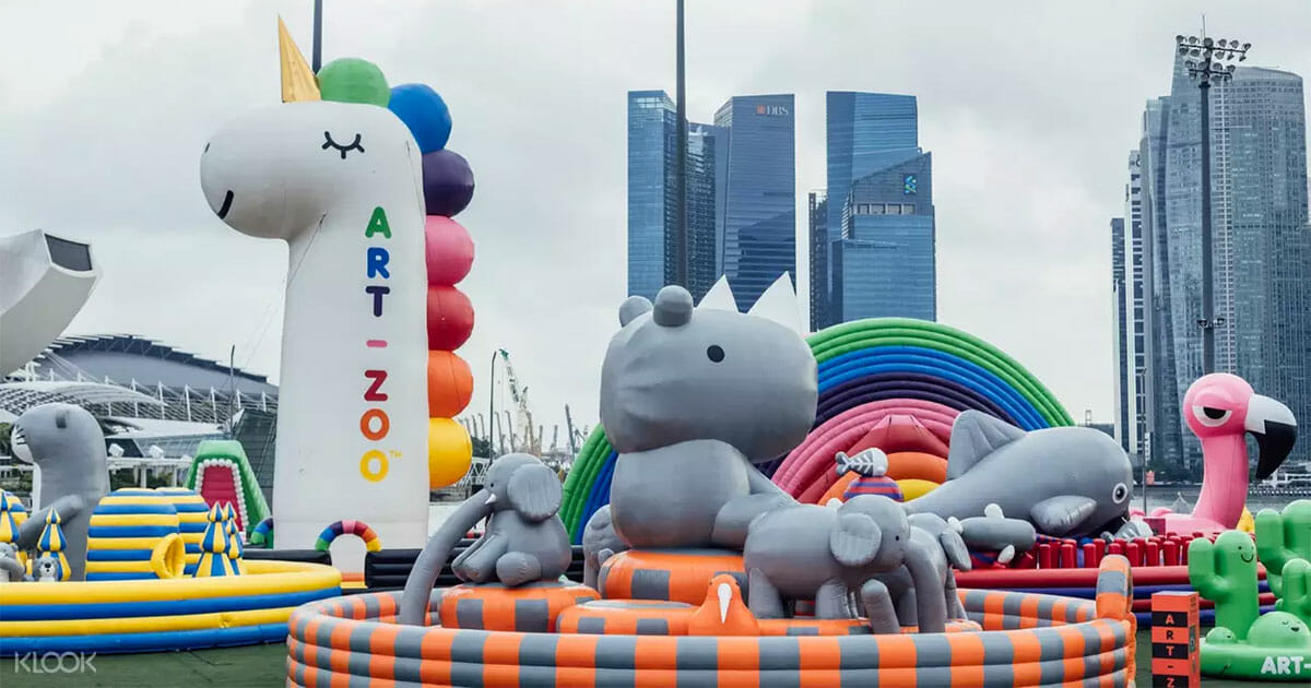 Check out this crazy fun Art-Zoo Inflatable Park occupying the Marina ...