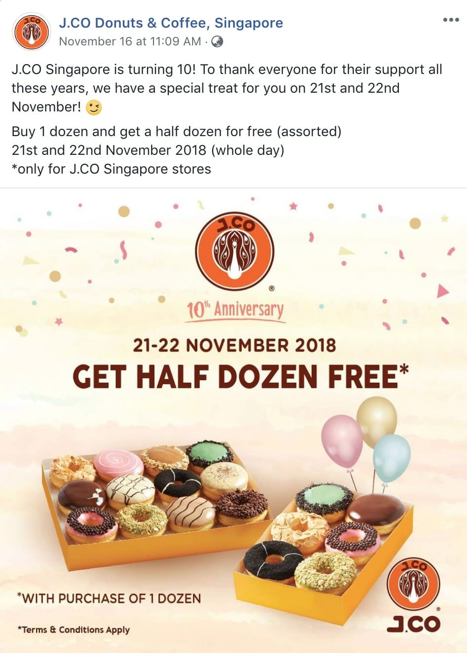J.CO Donuts & Coffee S'pore is offering 'Buy 12 Get 6 Free' donuts ...