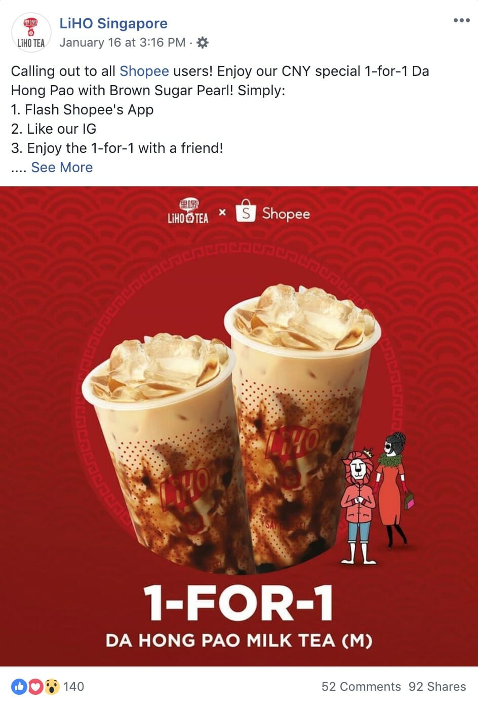 LiHO S'pore debuts new 'Da Hong Pao' Milk Tea, offers 1-for-1 CNY ...