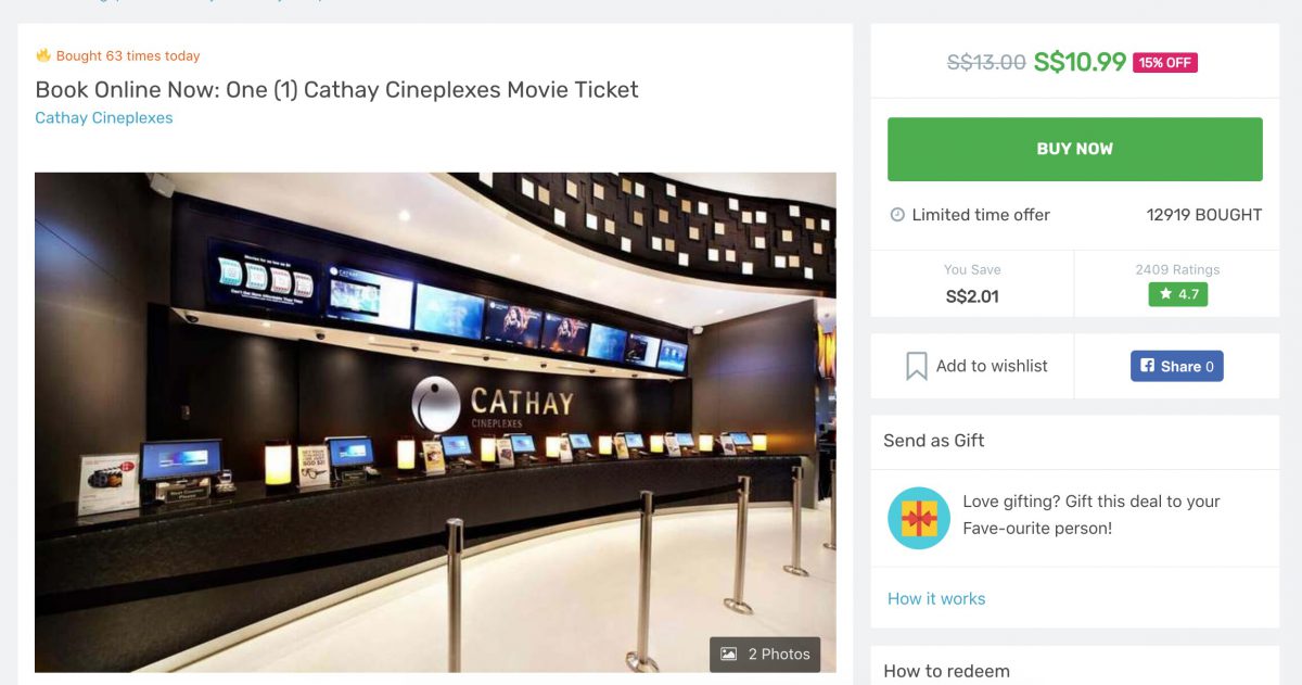 Here's a way to buy weekend movie tickets at Cathay Cineplexes for only ...