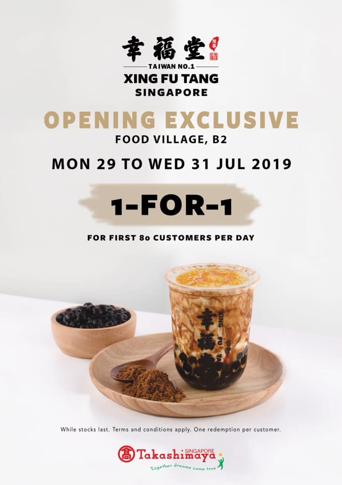 Xin Fu Tang to offer 1-for-1 Brown Sugar Boba Milk at Takashimaya Food ...