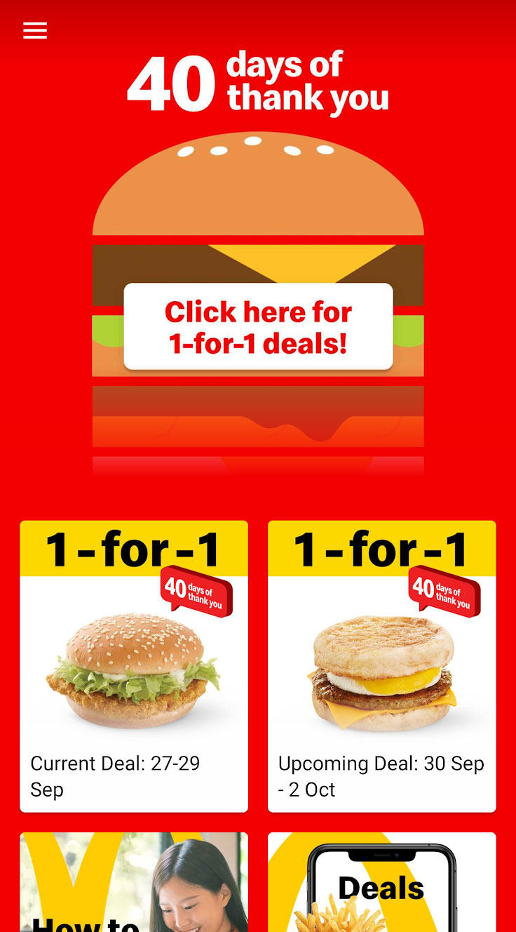 McDonald's new app now having 1-for-1 deal on McChicken Burger till ...