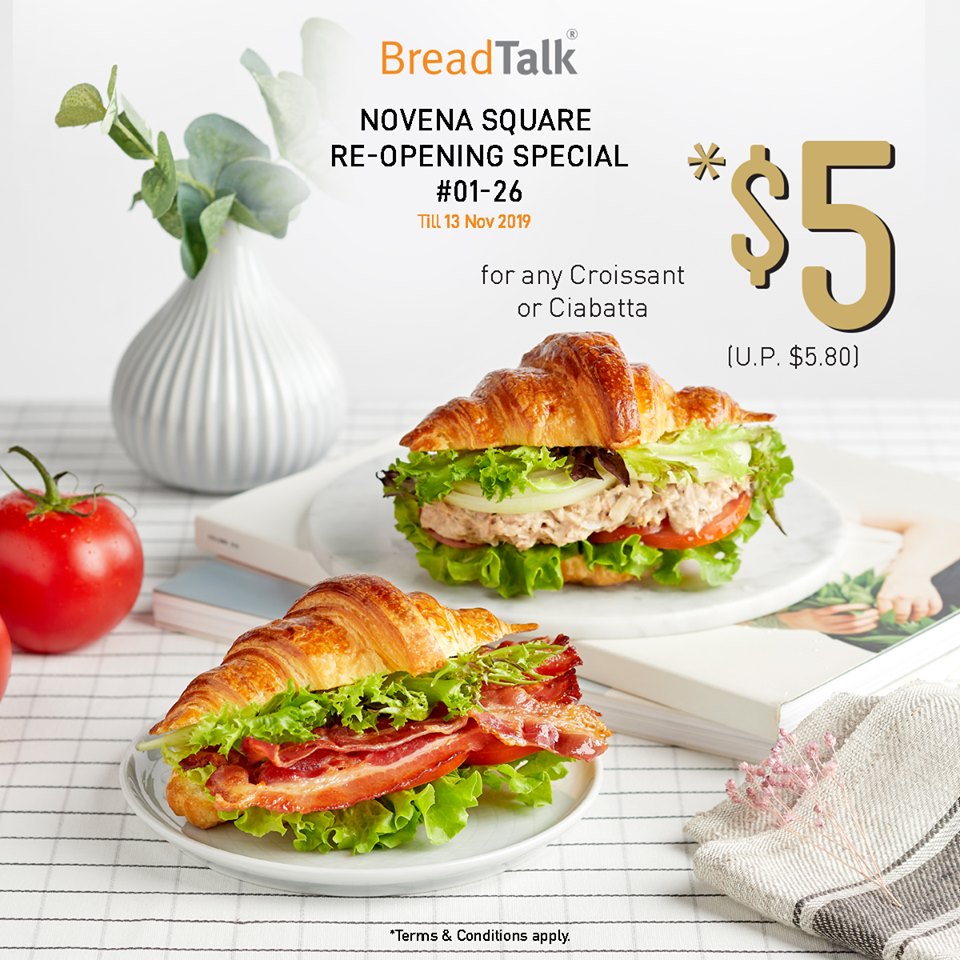 BreadTalk Novena Square's Re-opening Promotion has $5 Croissants and $2 ...