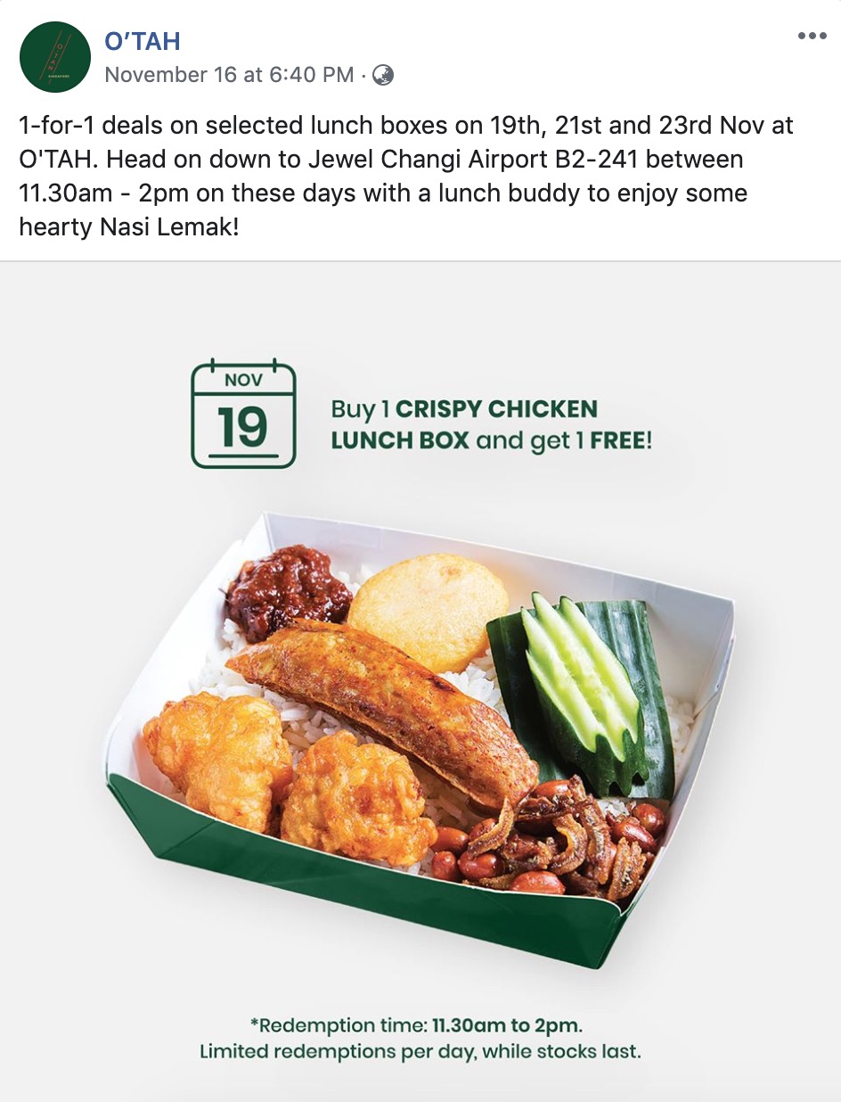 O'TAH by Lee Wee & Brothers to offer 1-for-1 Nasi Lemak Lunch Boxes at ...
