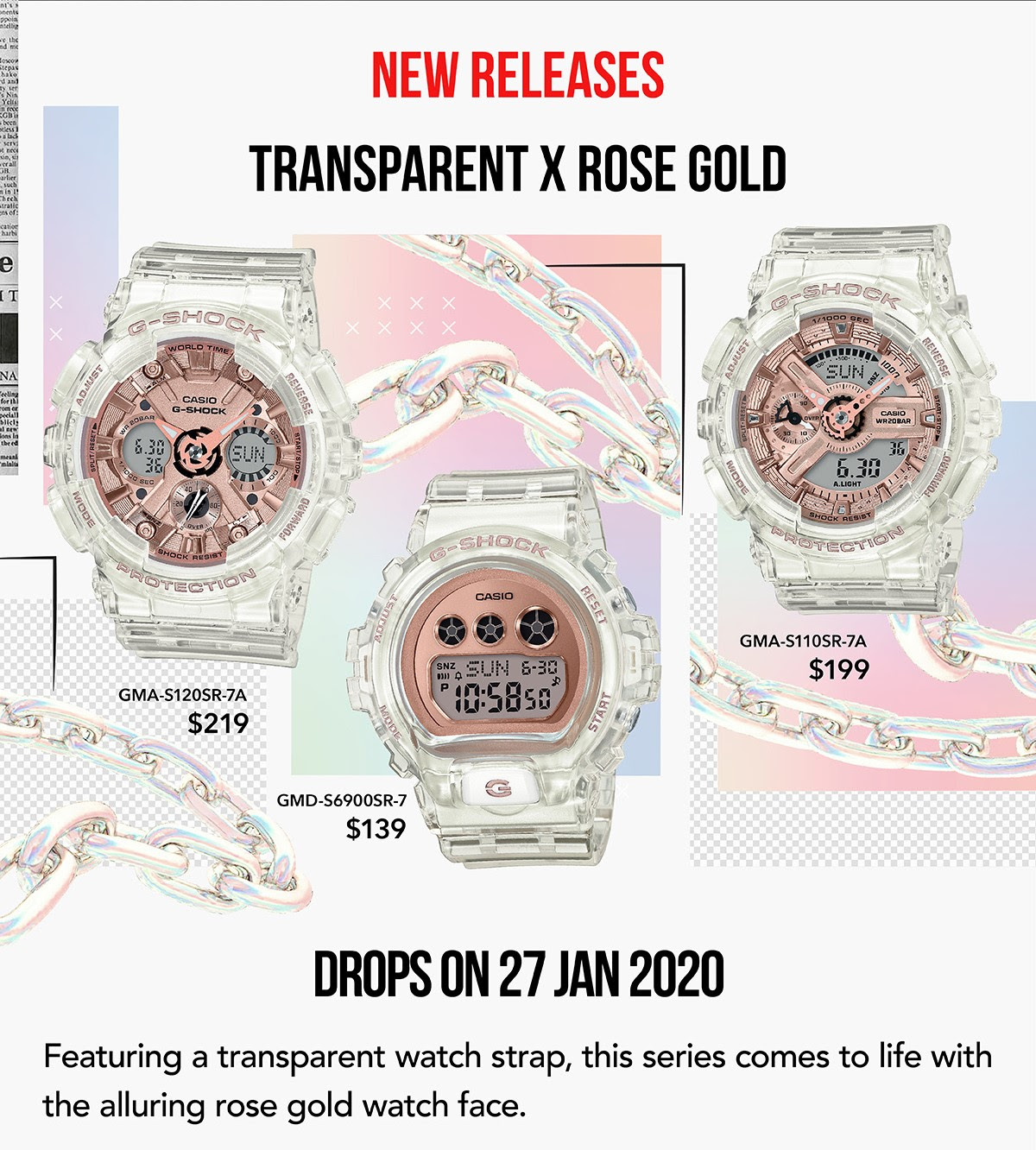 Transparent Rose Gold G-SHOCK watches available in S'pore boutiques ...