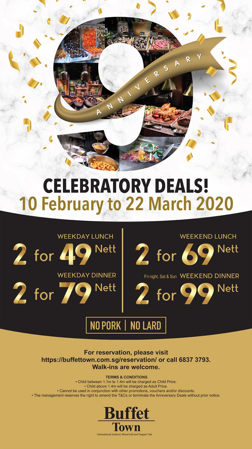 Buffet Town in Raffles City offers 2 for $49 nett Promotion till Mar 22 ...