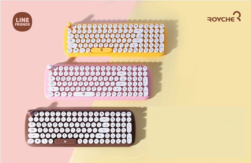 Wireless LINE Friends Keyboard with adorable Character Keycaps ...