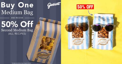 Garrett Popcorn has 2nd Bag for 50% Off Promotion till Jul 31, lets you ...
