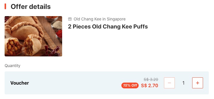 This online deal from Klook lets you enjoy Old Chang Kee Curry Puffs at only $1.35 per piece ...