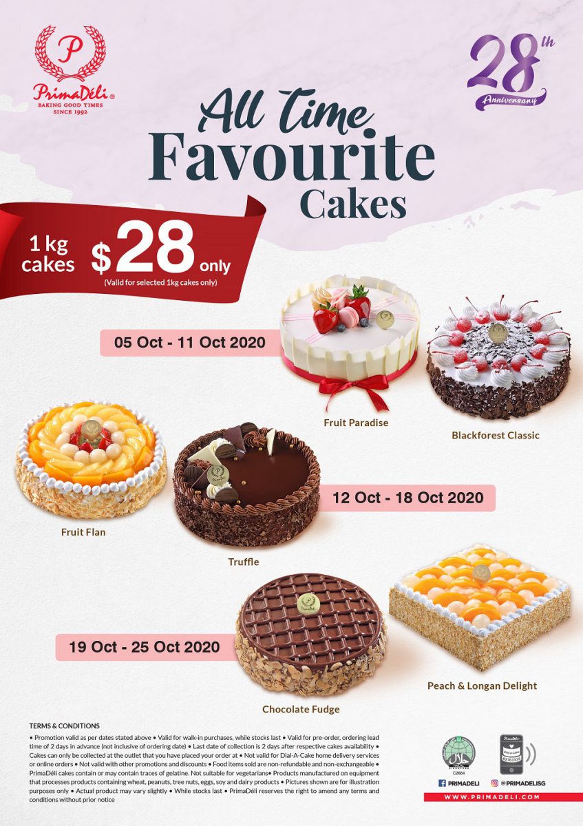 PrimaDeli selling 1kg Cakes at only $28 till Oct 25 because Anniversary ...