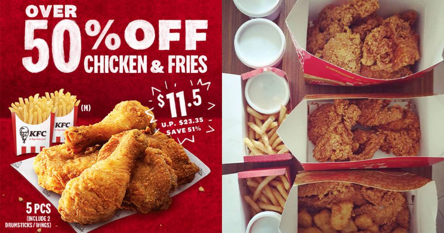KFC S'pore offers Over 50% Off Chicken & Fries Promotion for S$11.50 ...