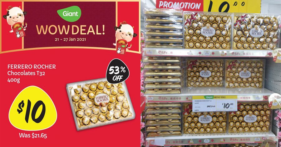 Giant selling 32pc Ferrero Rocher Chocolates for only S$10 till Jan 27 ...