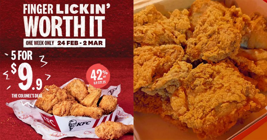 KFC S'pore offering 5pc Chicken Deal for S$9.90 at all outlets till Mar ...