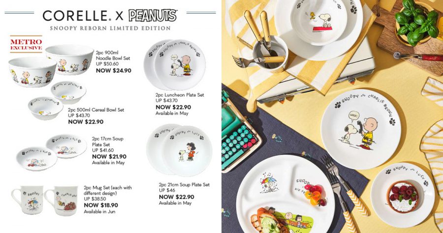 Metro S'pore selling limited edition Snoopy-themed Corelle Dinnerware ...