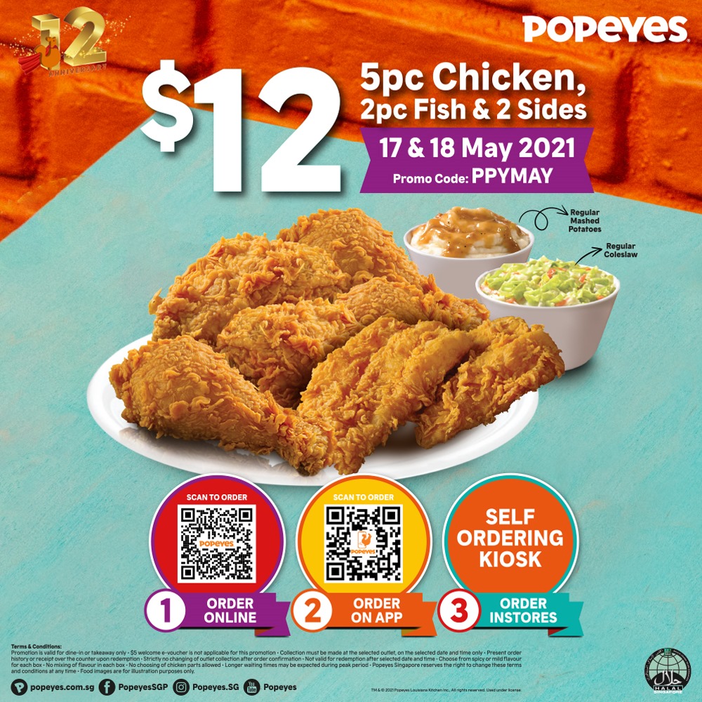 Popeyes has $12 for 5pc Chicken, 2pc Fish & 2 Sides Deal you can redeem ...
