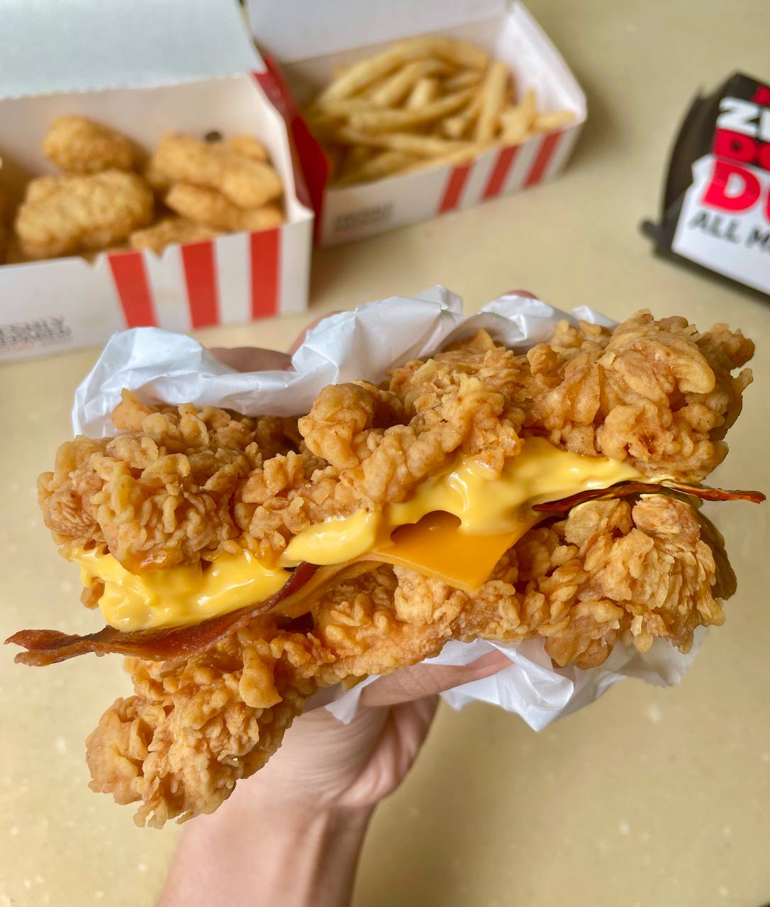 KFC S'pore launching Cheesy Zinger Double Down Burger on Jun 4, has ...