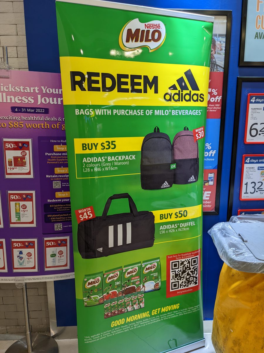 MILO S'pore giving away FREE Adidas Bags with purchase of MILO products ...