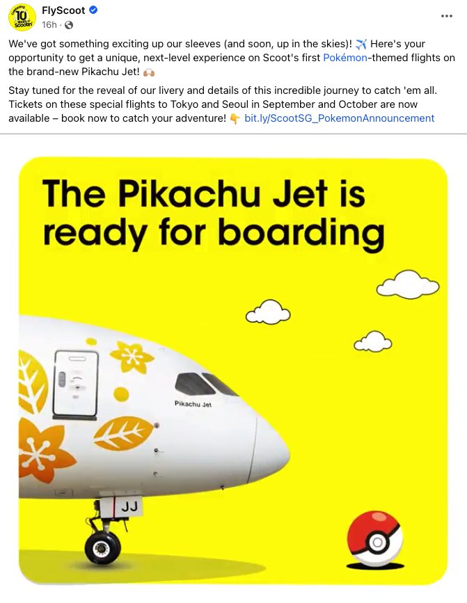 Scoot launching Pikachu Jet to Tokyo & Seoul from Sep 9, has Pokémon ...