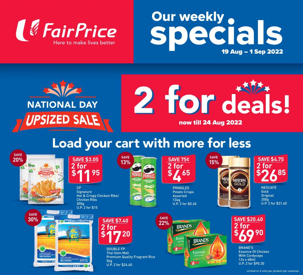 FairPrice offer on 2 bags of 5kg Double FP Thai Hom Mali Rice till Aug ...