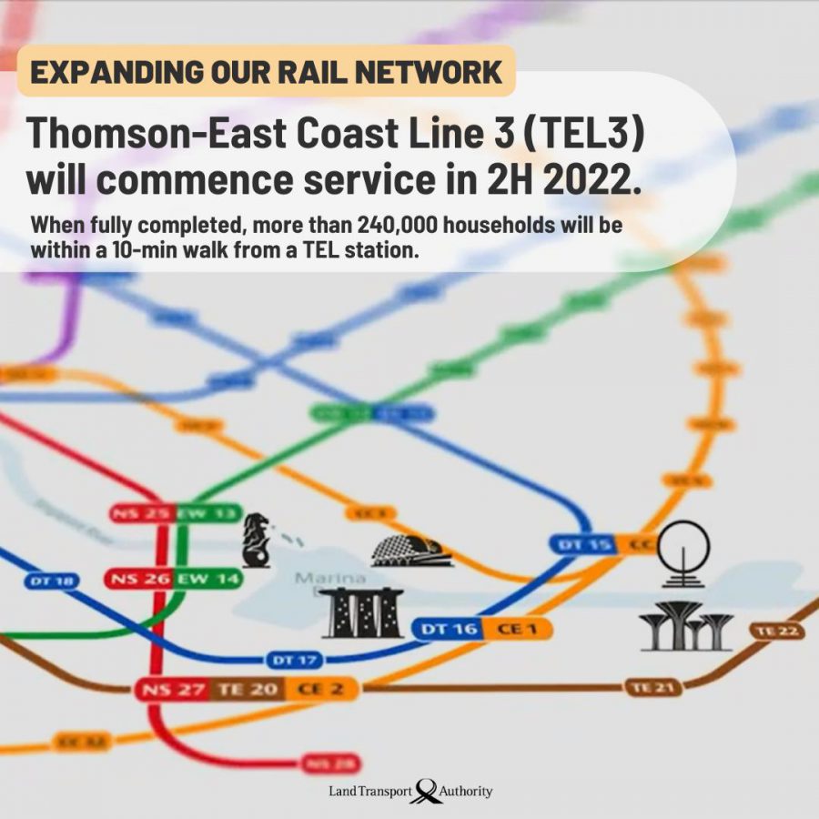 11 stations from Stevens to Gardens by the Bay along Thomson East Coast ...