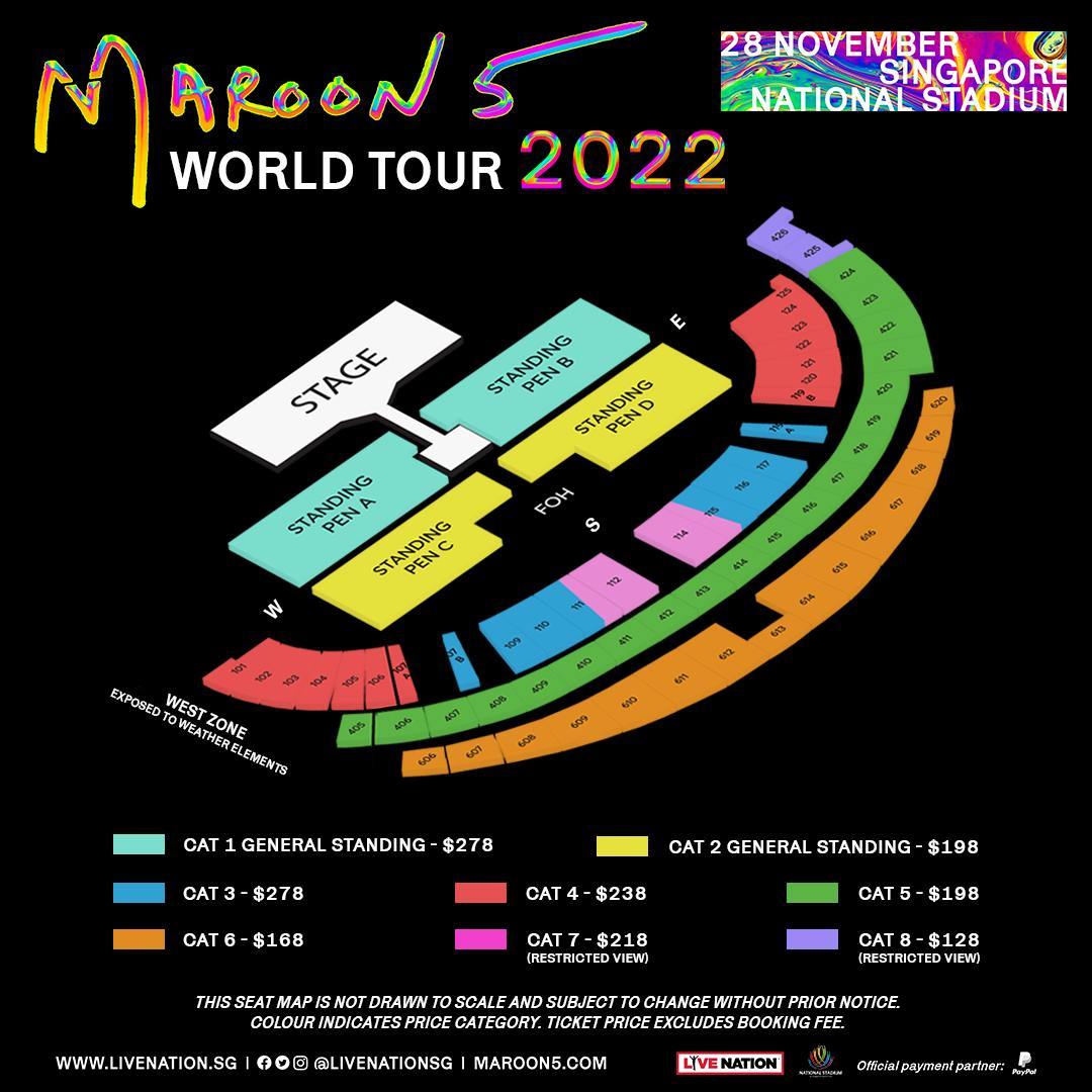 Maroon 5 to perform in S'pore National Stadium on Nov 28, tickets from ...