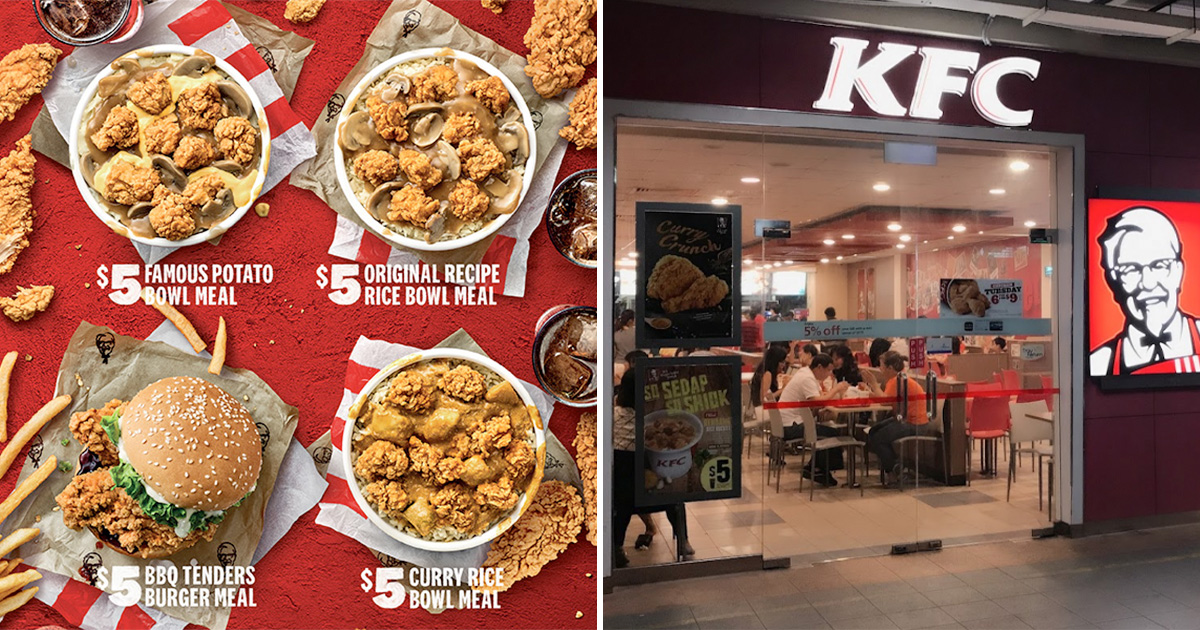 KFC Launches 5 Meals That Comes With Main Side Drink Has 3 Rice