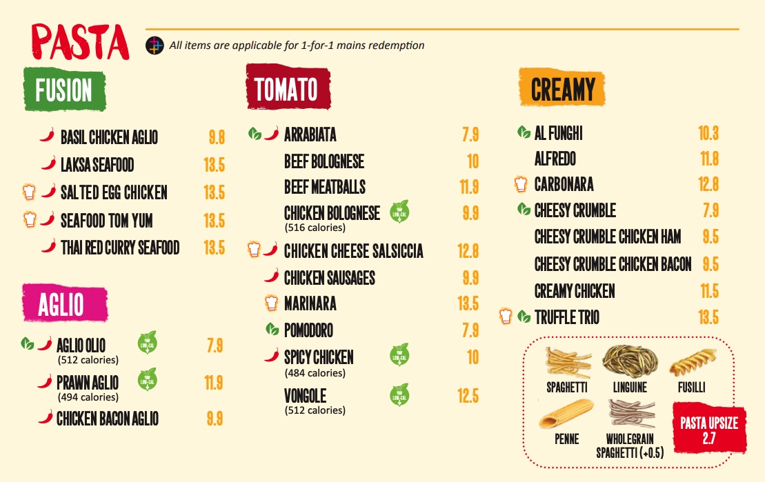 PastaMania has 1-FOR-1 on all Pasta Dishes at all S'pore outlets till ...