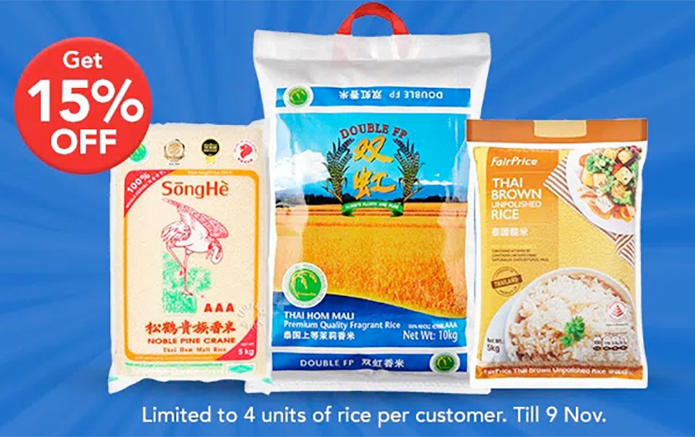 FairPrice offers 15% OFF 3 brands of Thai Rice till Nov 9 to beat ...