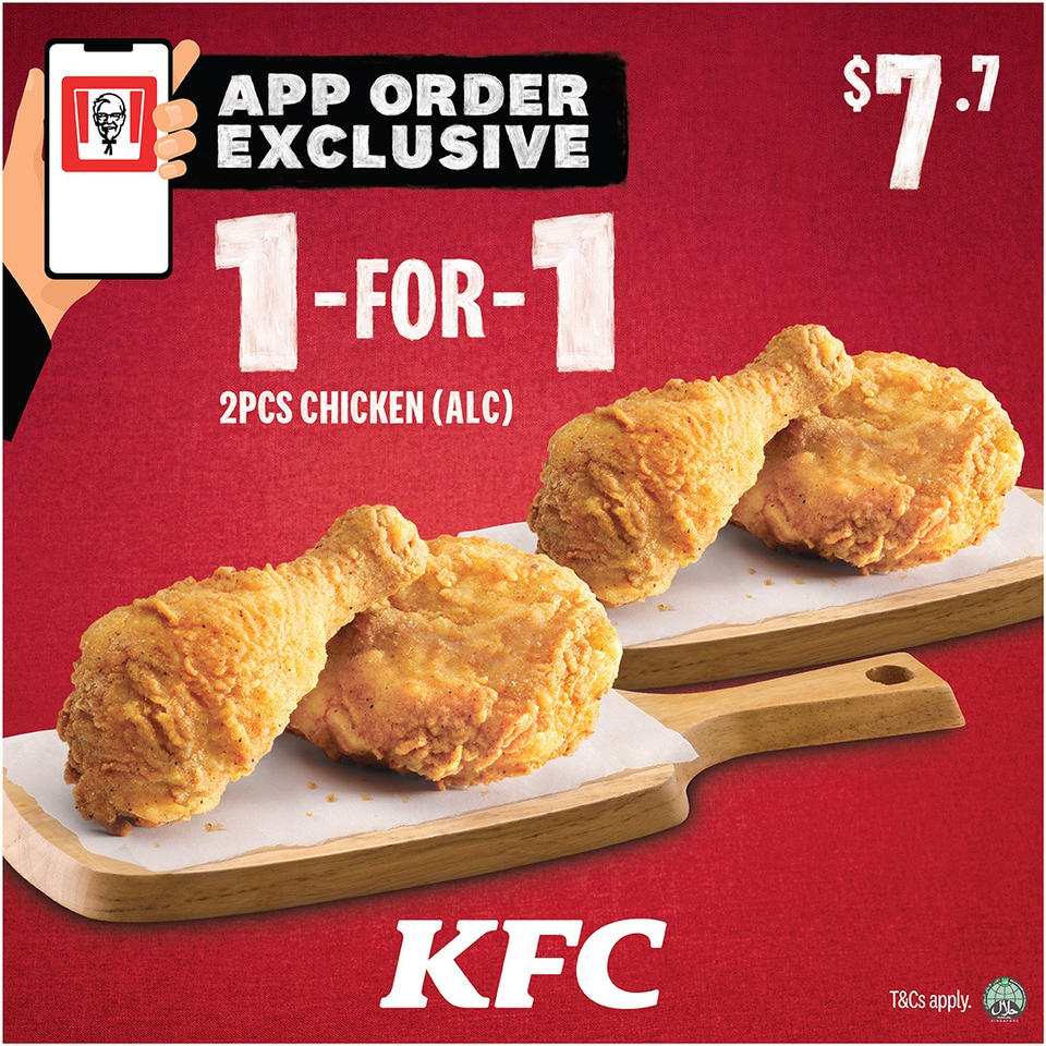 KFC S'pore has lots of 1-FOR-1 Coupon Codes on Chicken, Burgers, Cheese ...