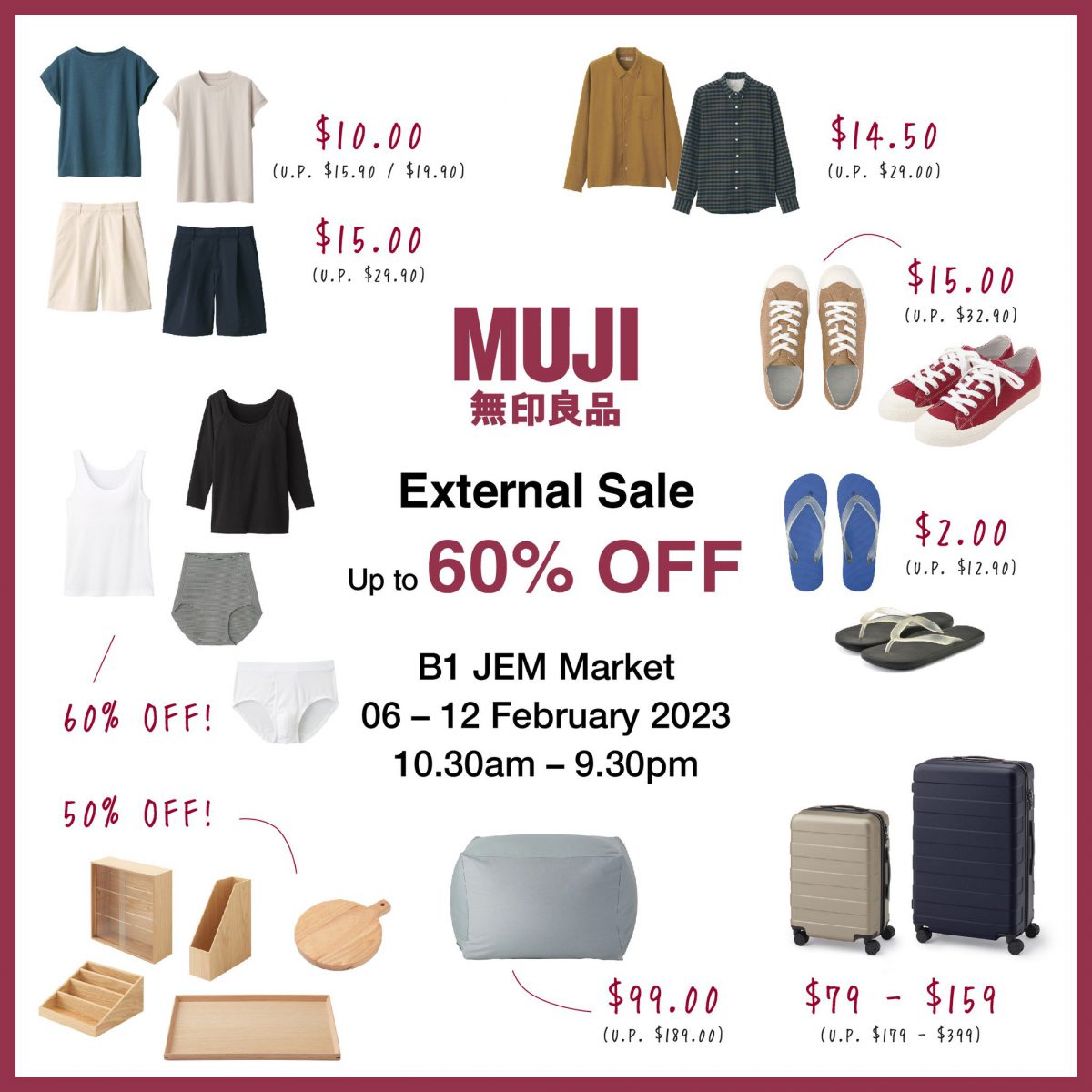 MUJI External Sale in JEM till Feb 12 has up to 60% OFF lots of ...