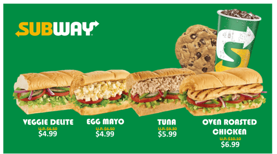 Subway S'pore selling $4.99 Value Meal with Cookie & Drink for a limited time online, redeem at ...